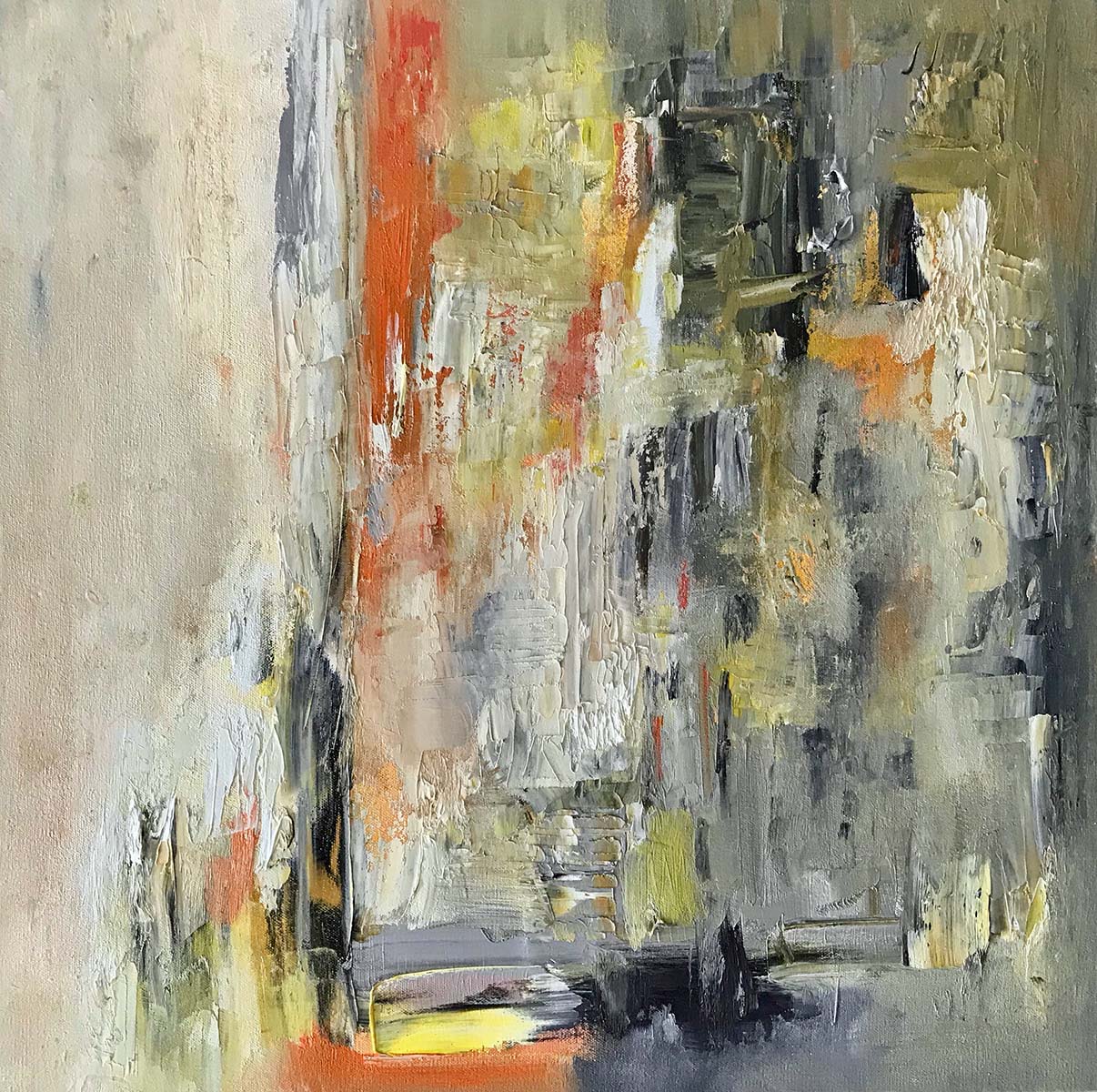 Reflections of Change * Strokes by Red Contemporaary Oil Abstract